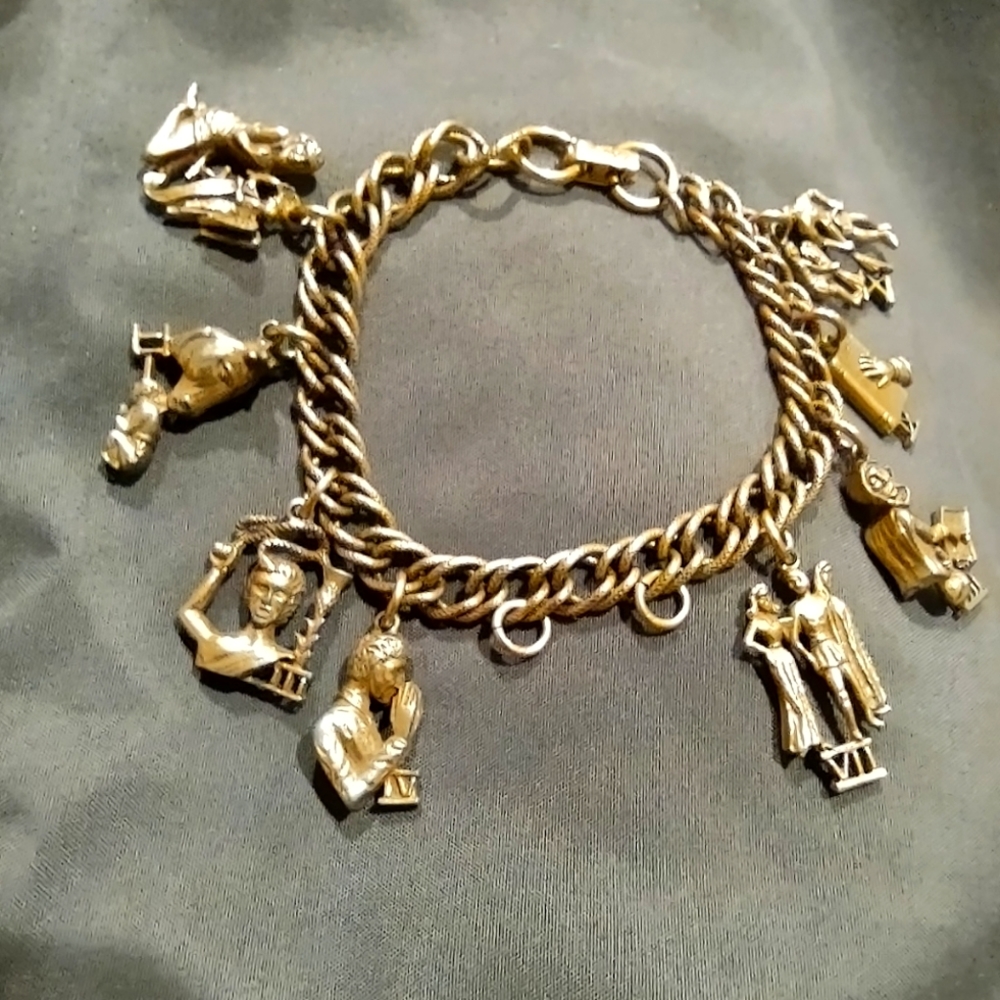 Vintage Coro Ten Commandments Bracelet, Gold Tone, Ha… - Gem